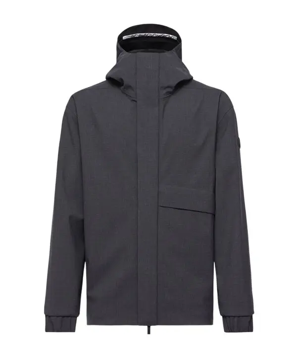 Moncler Sillon Hooded Wool Blend Windbreaker - Dark Gray