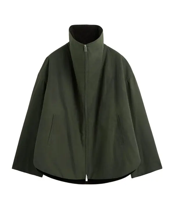 TOTEME Long-sleeve Zip-up Jacket With Corduroy Collar - Forest