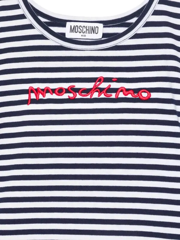 Moschino Striped Embroidered Logo T-shirt