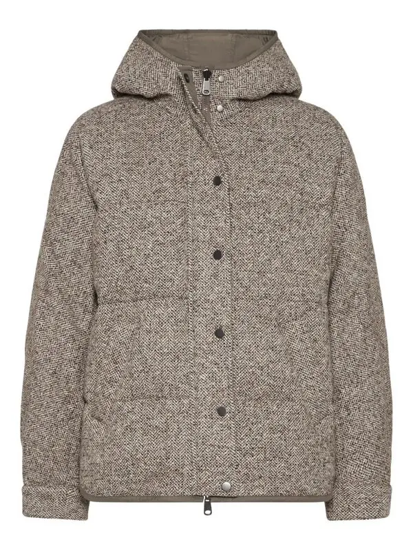 Brunello Cucinelli Quilted Hooded Jacket - Gray