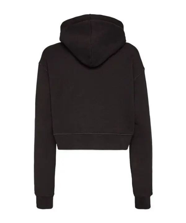 Dsquared2 Logo Detailed Cropped Drawstring Hoodie