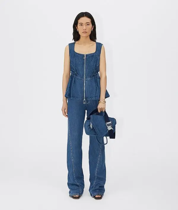 Bottega Veneta Zip-up Denim Sleeveless Top