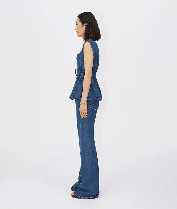 Bottega Veneta Zip-up Denim Sleeveless Top