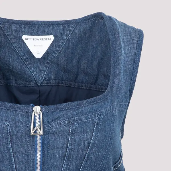 Bottega Veneta Zip-up Denim Sleeveless Top