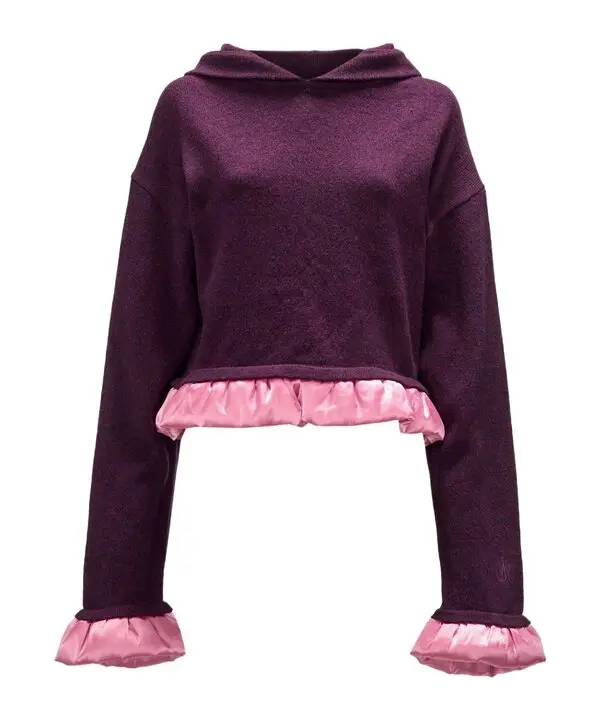 J.W.ANDERSON Satin Detailed Cropped Hoodie