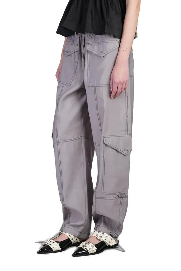 GANNI High Waist Drawstring Cargo Pants