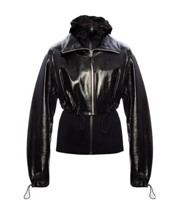 Bottega Veneta Cropped Leather Hooded Jacket - Black