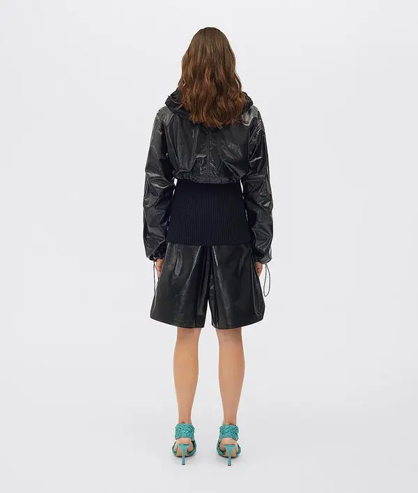 Bottega Veneta Cropped Leather Hooded Jacket