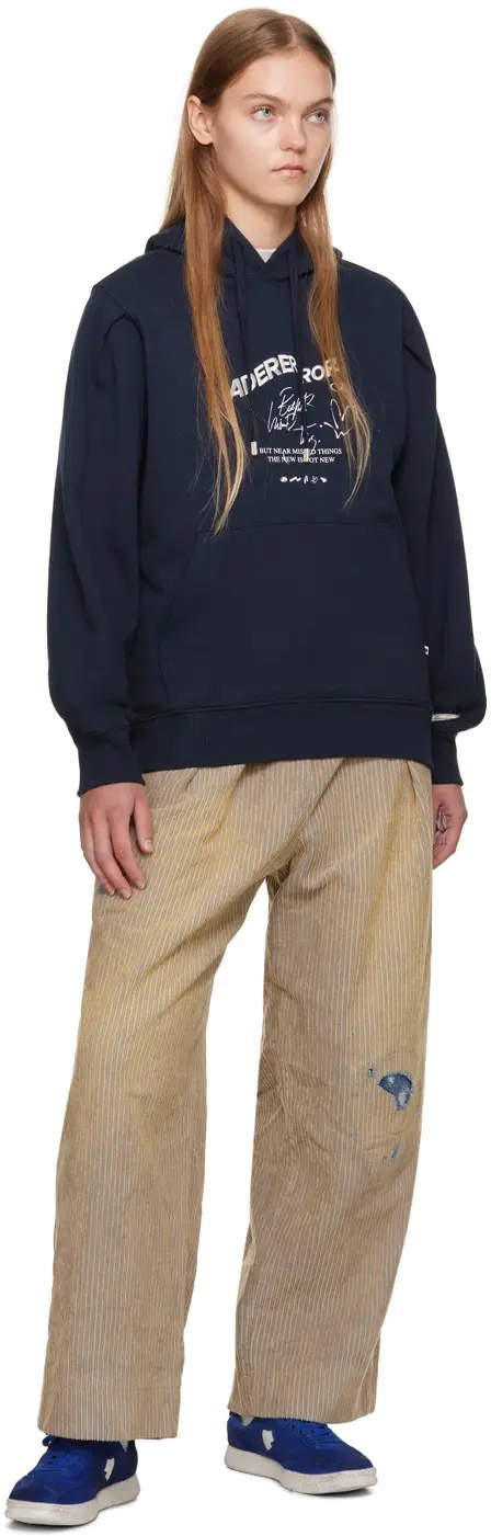 ADER ERROR Oversized Embroidered Hooded Sweatshirt - Black