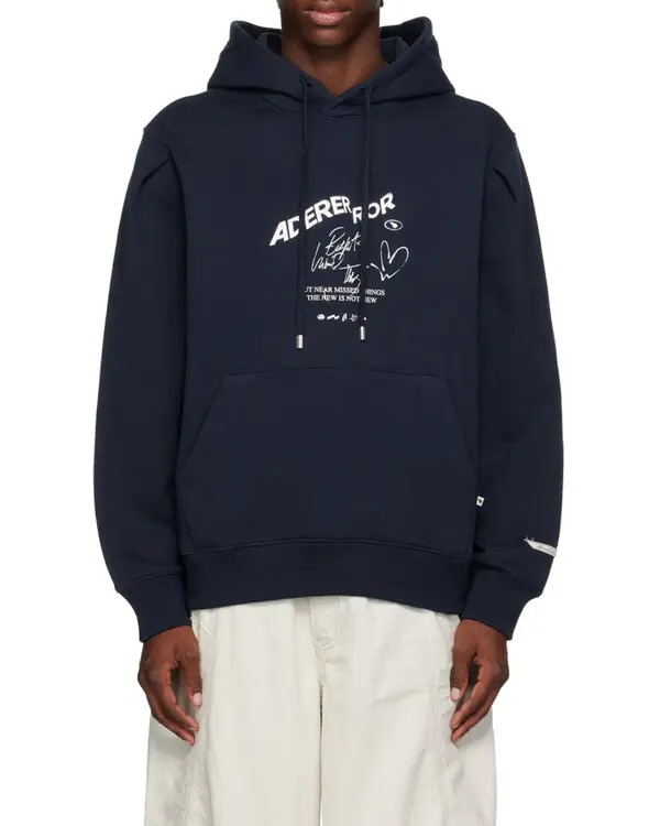 ADER ERROR Oversized Embroidered Hooded Sweatshirt - Black