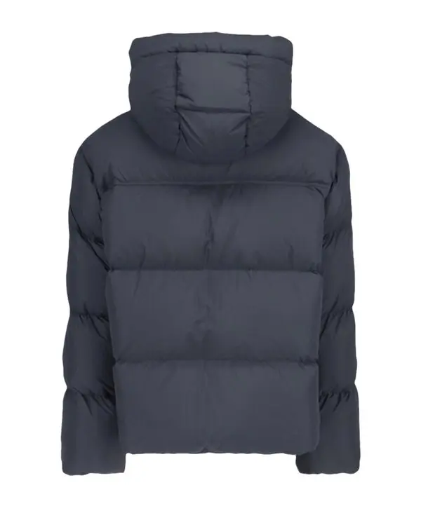 Off-White Quilted Zip-up Down Jacket With Logo Patch