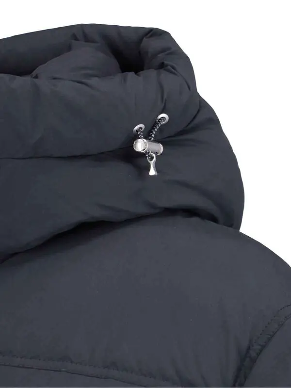 Off-White Quilted Zip-up Down Jacket With Logo Patch