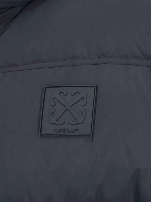 Off-White Quilted Zip-up Down Jacket With Logo Patch