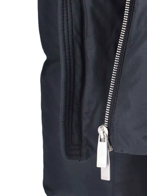 Off-White Quilted Zip-up Down Jacket With Logo Patch