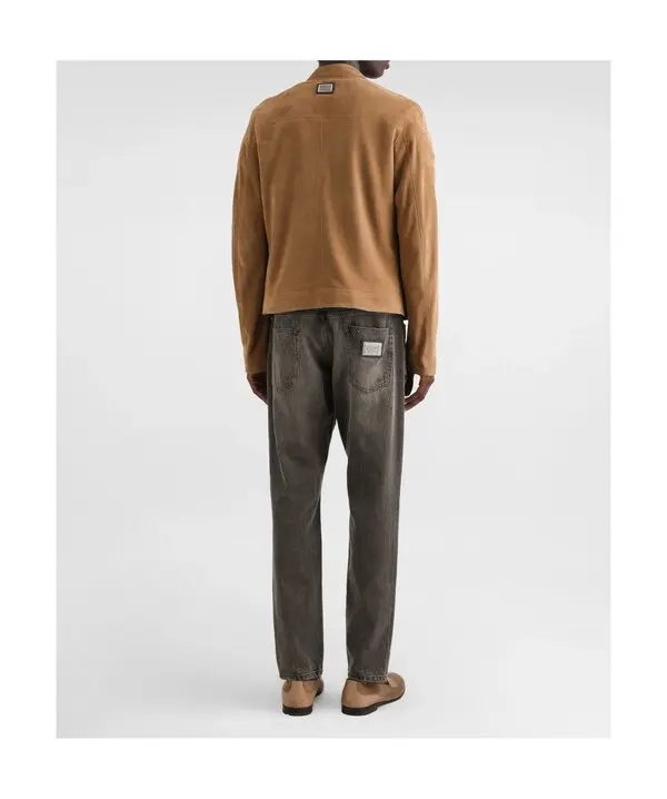 Dolce & Gabbana Stand Collar Suede Jacket