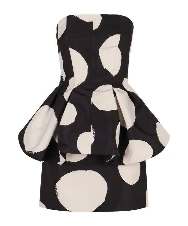 Nina Ricci Techno Taffeta Peplum Dress - Black