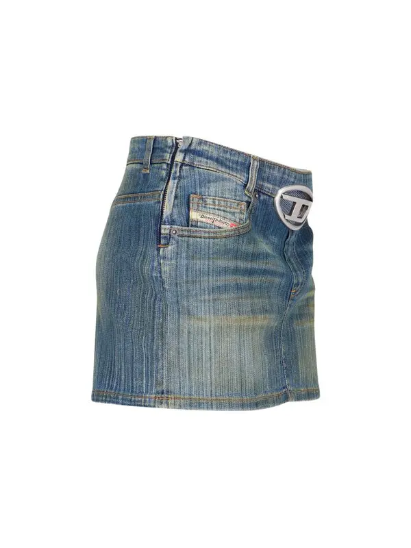 DIESEL® Logo Plaque Denim Mini Skirt