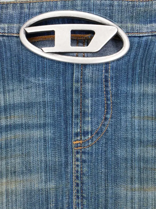 DIESEL® Logo Plaque Denim Mini Skirt