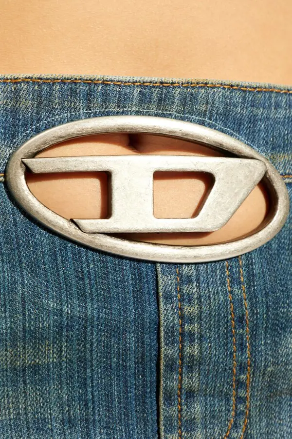 DIESEL® Logo Plaque Denim Mini Skirt