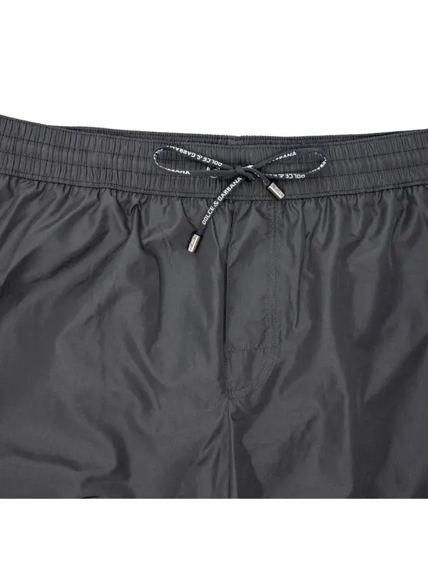 Dolce & Gabbana Drawstring Swim Shorts With Logo Detail - Black