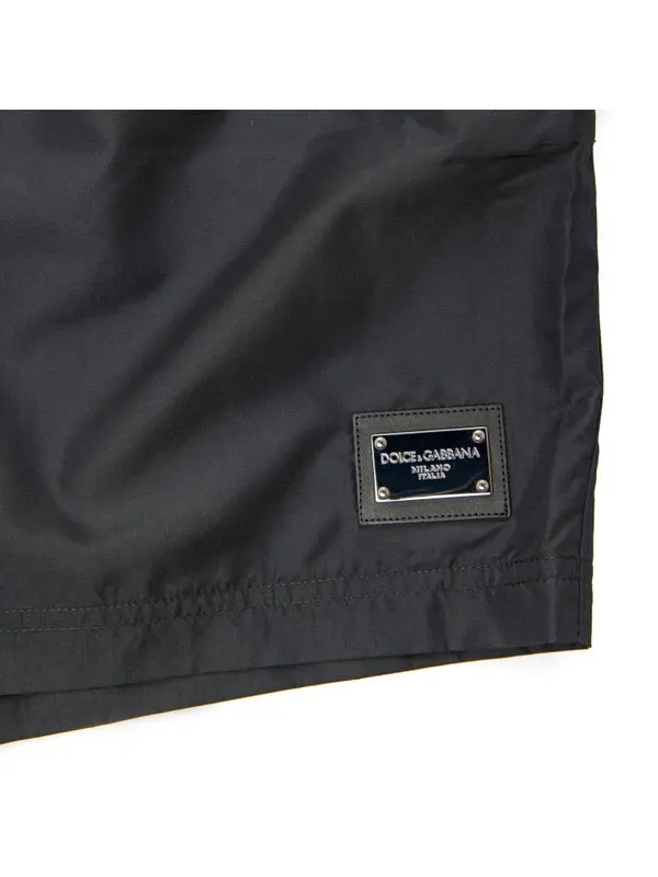 Dolce & Gabbana Drawstring Swim Shorts With Logo Detail - Black