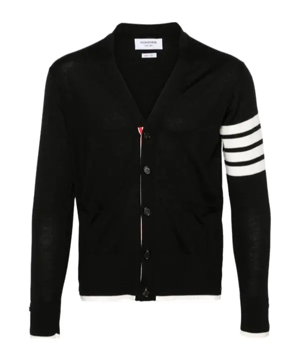 Thom Browne 4-bar V-neck Cardigan - Black