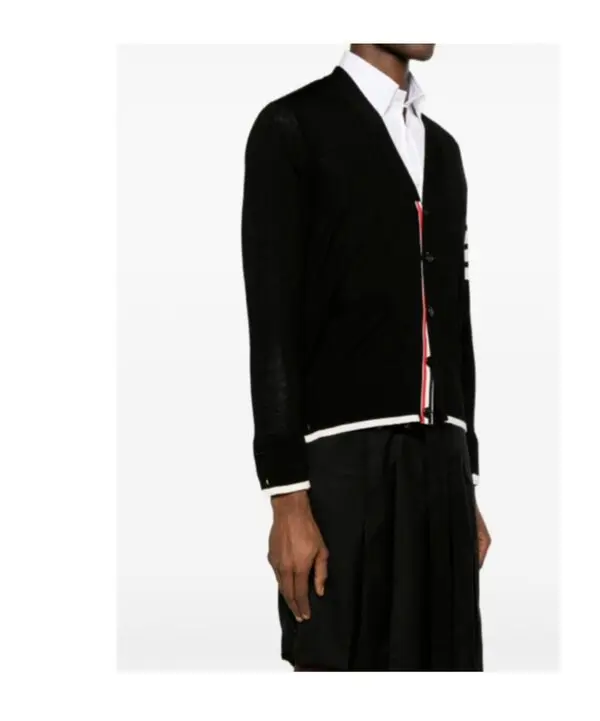 Thom Browne 4-bar V-neck Cardigan - Black
