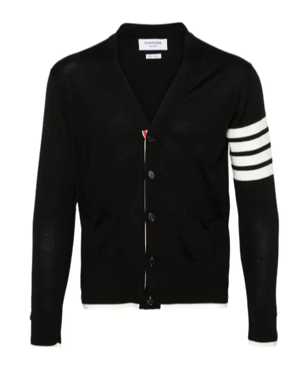 Thom Browne 4-bar V-neck Cardigan - Black