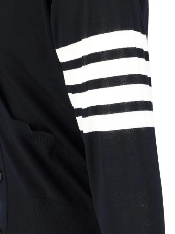 Thom Browne 4-bar V-neck Cardigan - Black
