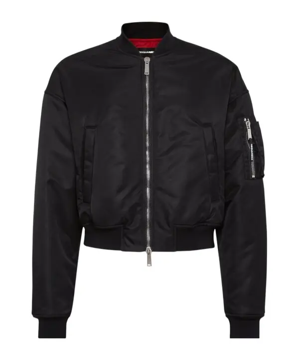 Dsquared2 Zip-up Bomber Jacket With Ribbed Details - Black