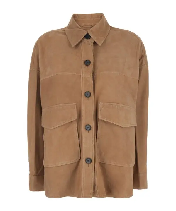 ARMA Suede Button Patch Pocket Jacket - Mocha