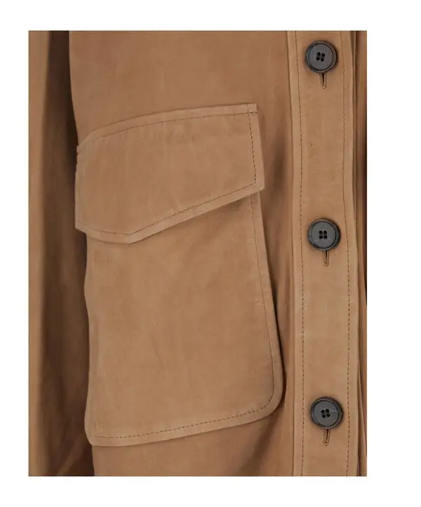 ARMA Suede Button Patch Pocket Jacket - Mocha
