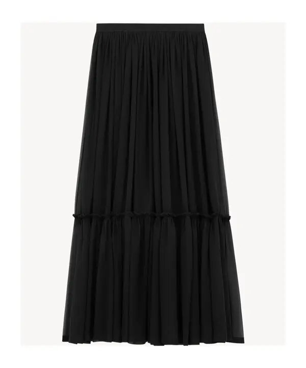 Saint Laurent Ruffled High Waist Maxi Skirt