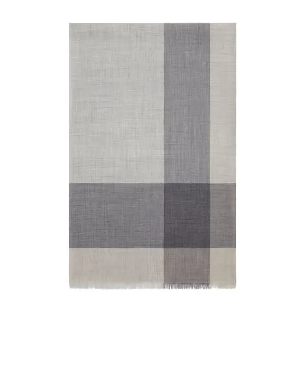 Brunello Cucinelli Checked Scarf - Gray