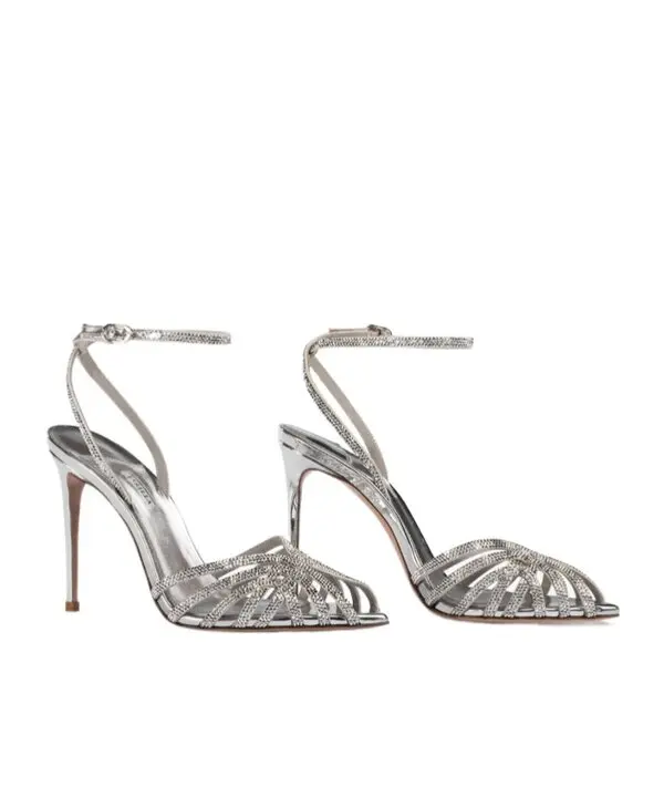 LE SILLA Embrace Crystal Embellished Stiletto Sandals - Gray