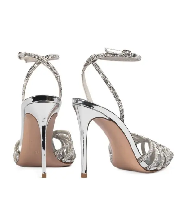 LE SILLA Embrace Crystal Embellished Stiletto Sandals - Gray