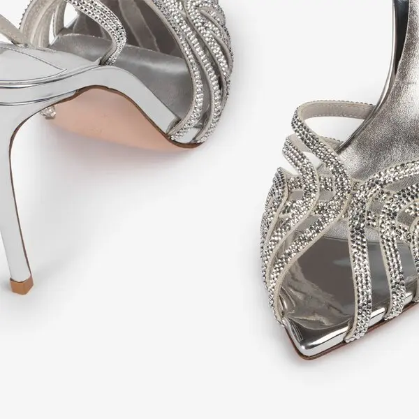 LE SILLA Embrace Crystal Embellished Stiletto Sandals - Gray