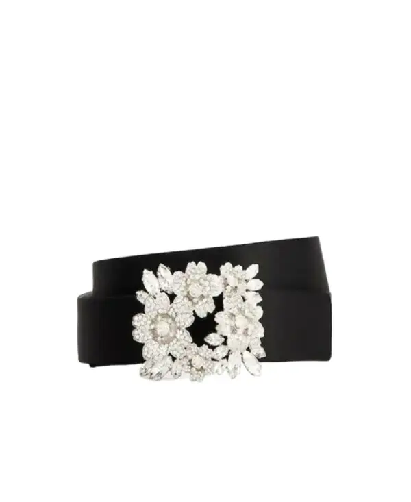 ROGER VIVIER Bouquet Strass Versailles Diamond Buckle Belt - Black