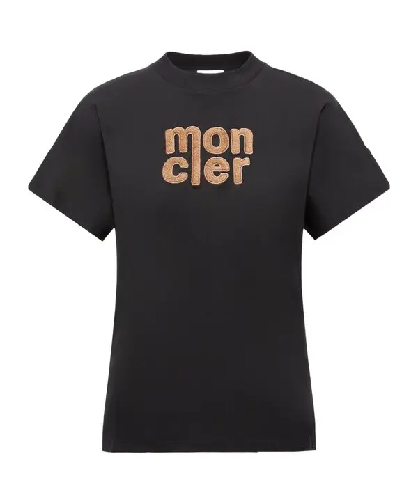 Moncler Teddy Logo Cotton T-shirt - Black