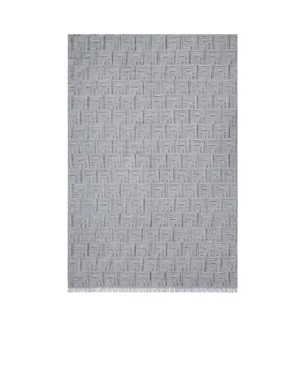 Fendi Monogrammed Fringed Edge Scarf - Gray
