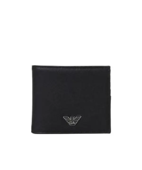 Emporio Armani Logo Detailed Bifold Wallet - Black