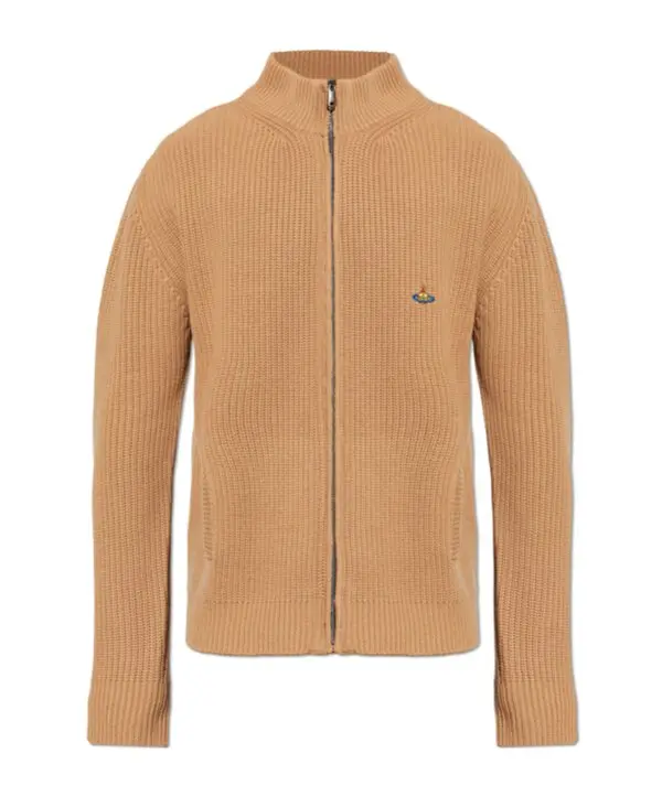 VIVIENNE WESTWOOD Logo Embroidered Zip-up Cardigan