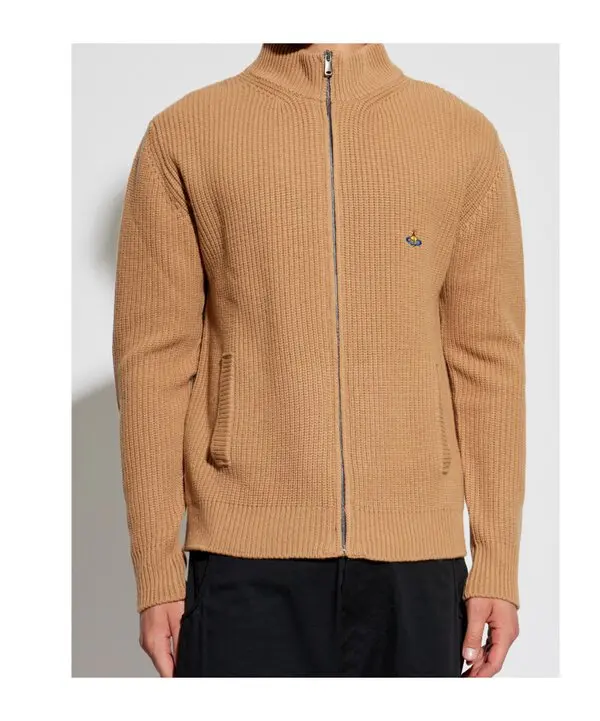 VIVIENNE WESTWOOD Logo Embroidered Zip-up Cardigan