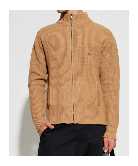 VIVIENNE WESTWOOD Logo Embroidered Zip-up Cardigan