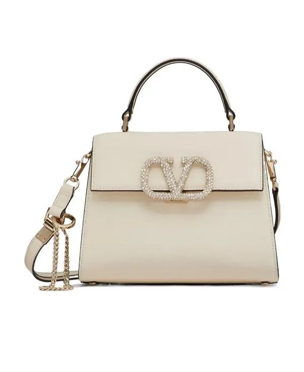 Valentino Garavani Vsling Foldover Top Small Tote Bag - Light Ivory