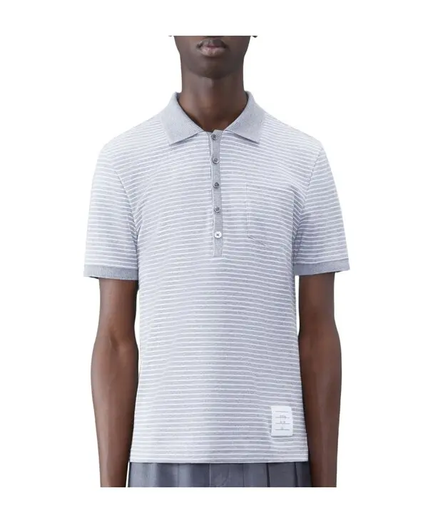 Thom Browne Striped Logo Patch Short-sleeved Polo Shirt