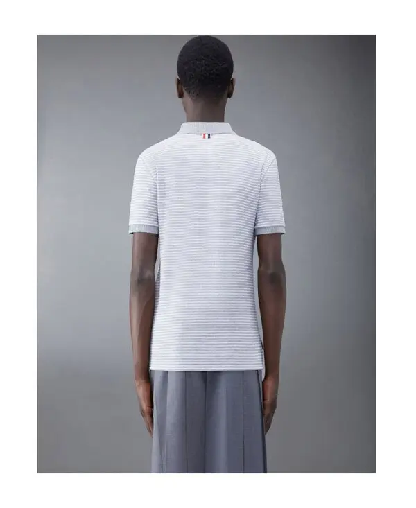 Thom Browne Striped Logo Patch Short-sleeved Polo Shirt