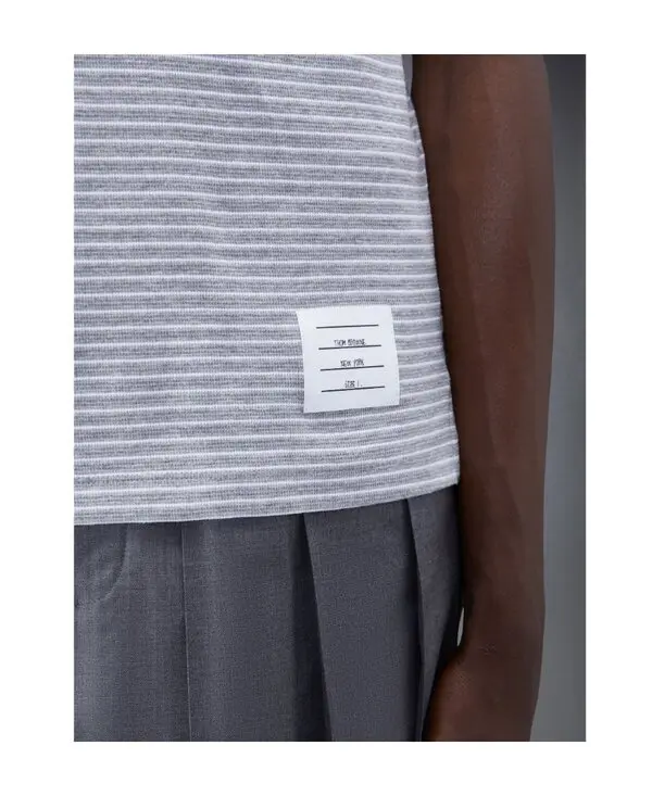 Thom Browne Striped Logo Patch Short-sleeved Polo Shirt
