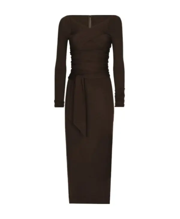 Dolce & Gabbana Long-sleeve Wrap Dress With Waist Tie