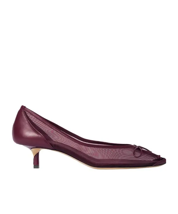 Jacquemus 45mm Tourni Bow-detail Pumps - Burgundy